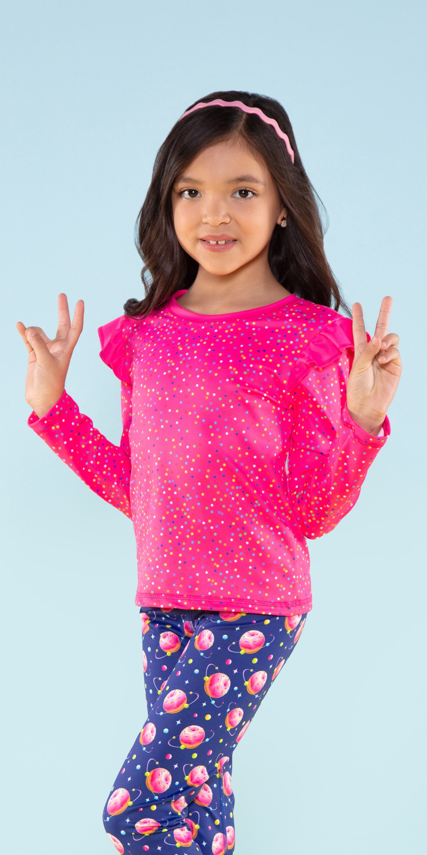 Donut Sprinkle - Kids Ruffle Long Sleeve Top | Miami Fitwear